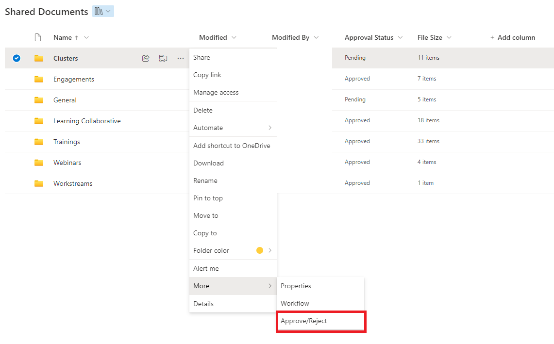 Approving a Draft or a Pending Document – PEPFAR SharePoint
